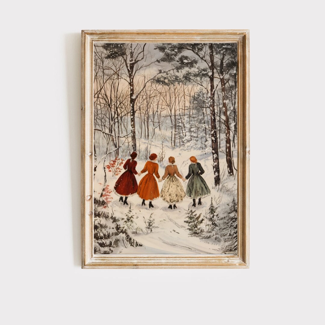 Little Women Winter Print, Cottagecore Art, Victorian Christmas, Jo ...