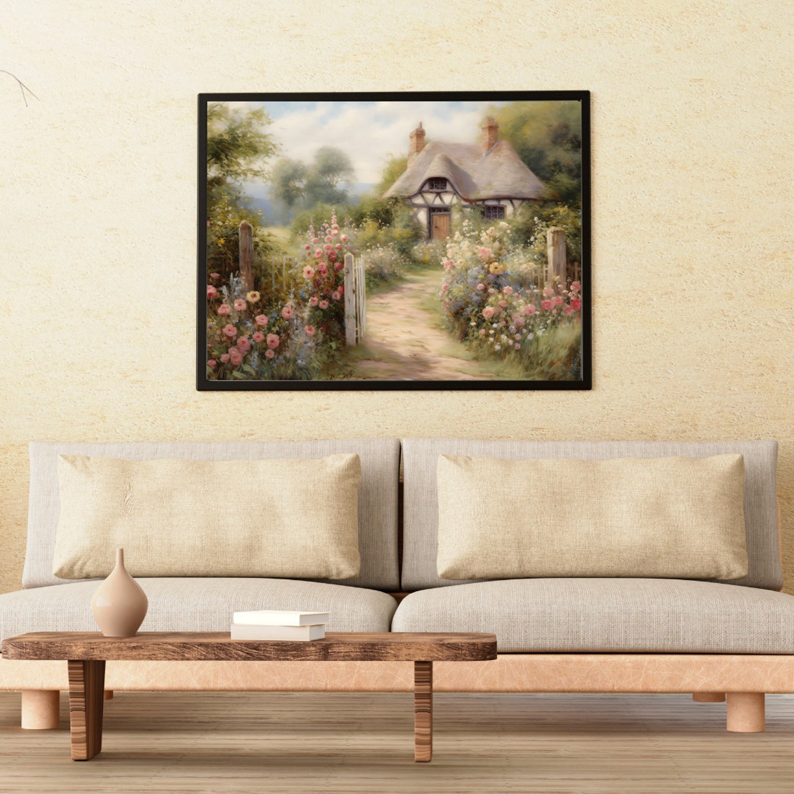 Cottagecore Art Print of an English Cottage and Garden, Vintage Decor ...