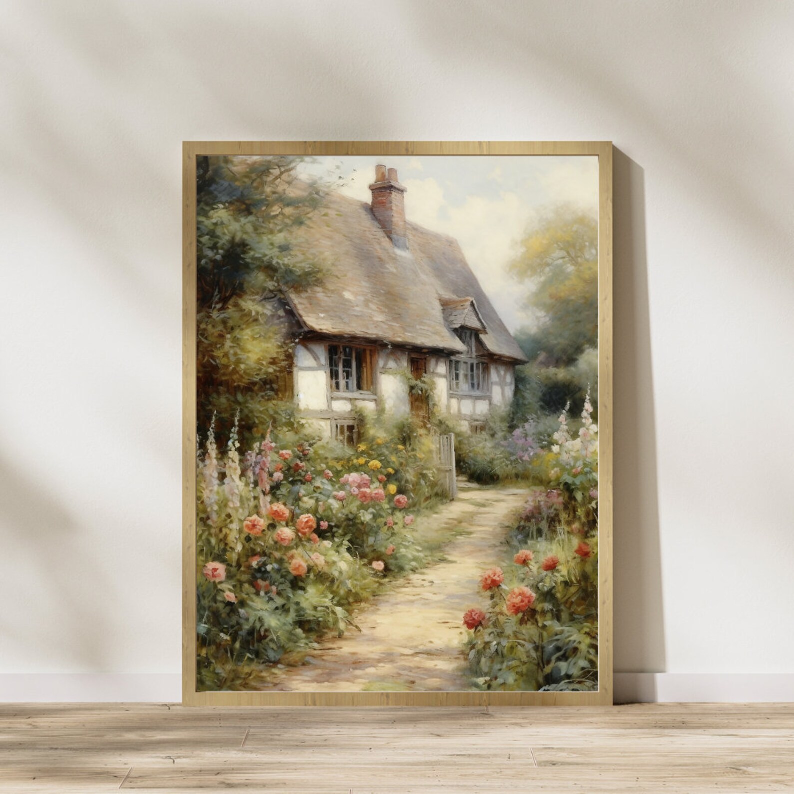 English Cottage Garden Print, Cottagecore Art, Antique Flower Painting ...
