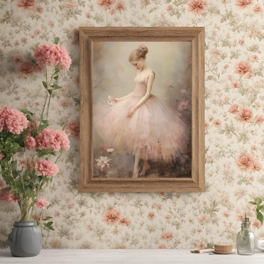 Kokette Ballerina Kunstdruck. Wunderliche CottageCore Kunst. Balletcore ...