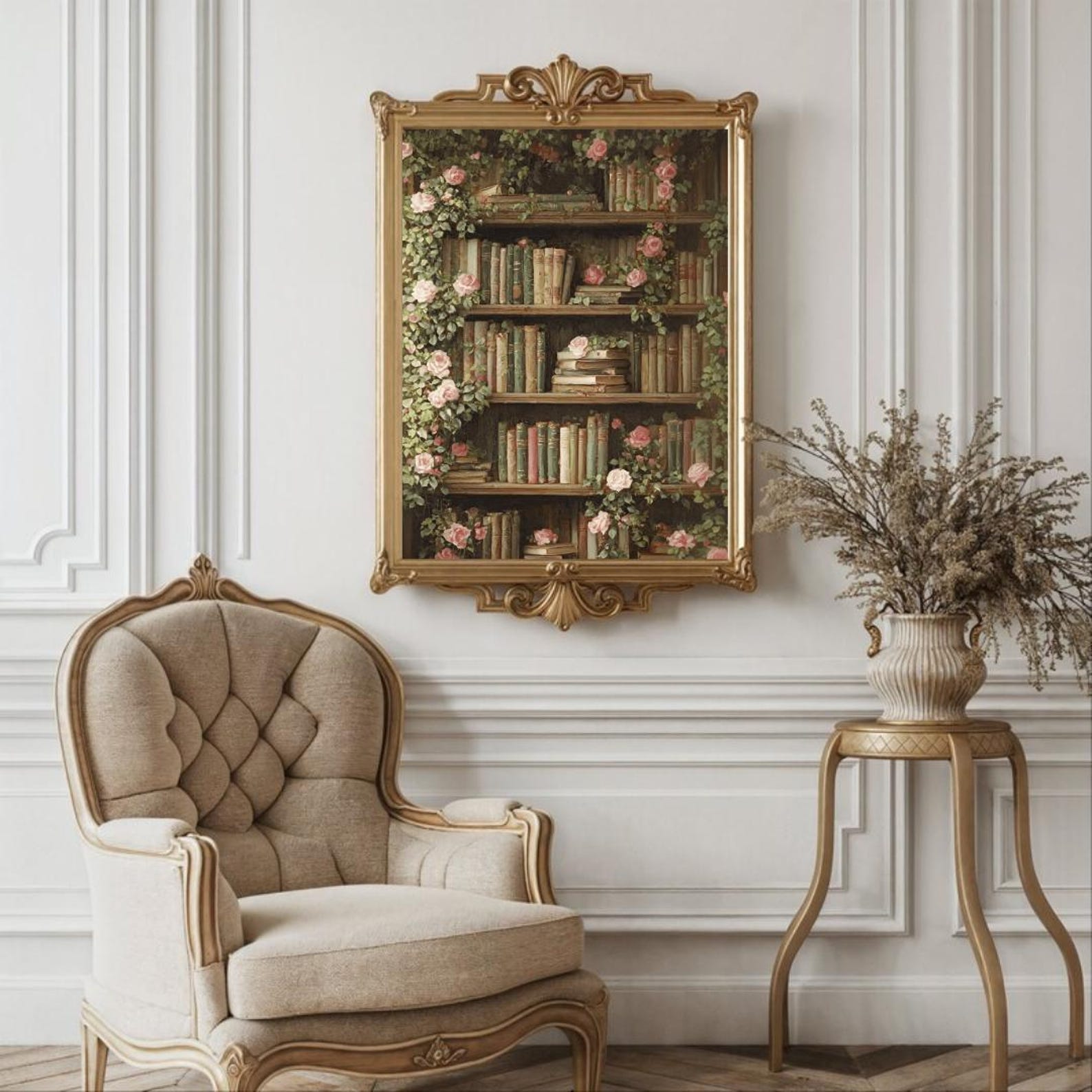 Coquette Book Shelf Art Print, Book Nook Decor, Reading Nook ...