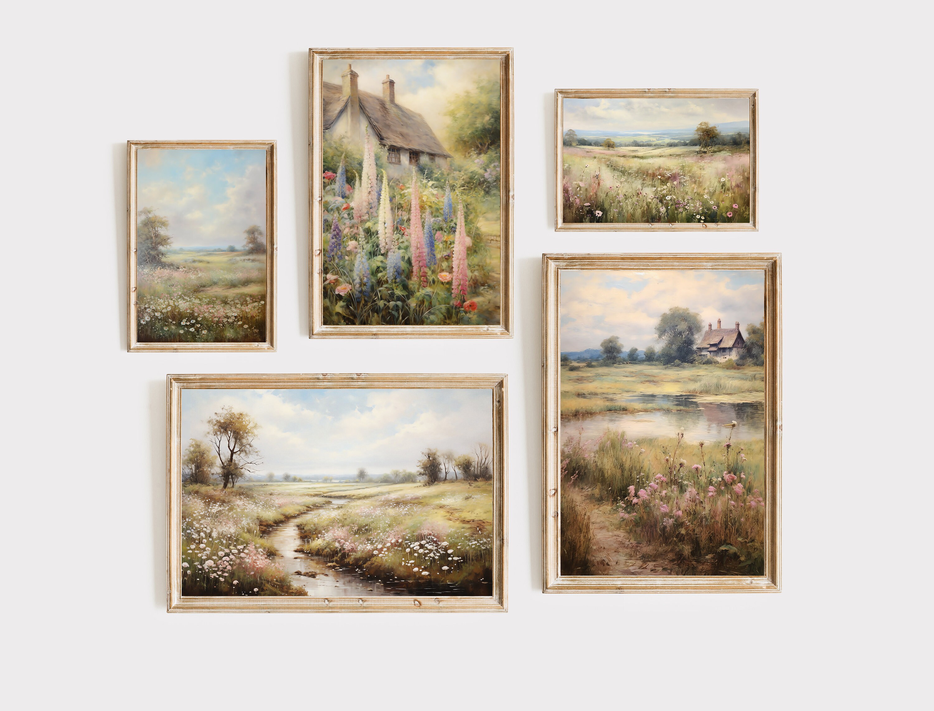 Cottagecore English Landscape Art Wild Flower Meadow Vintage - Etsy