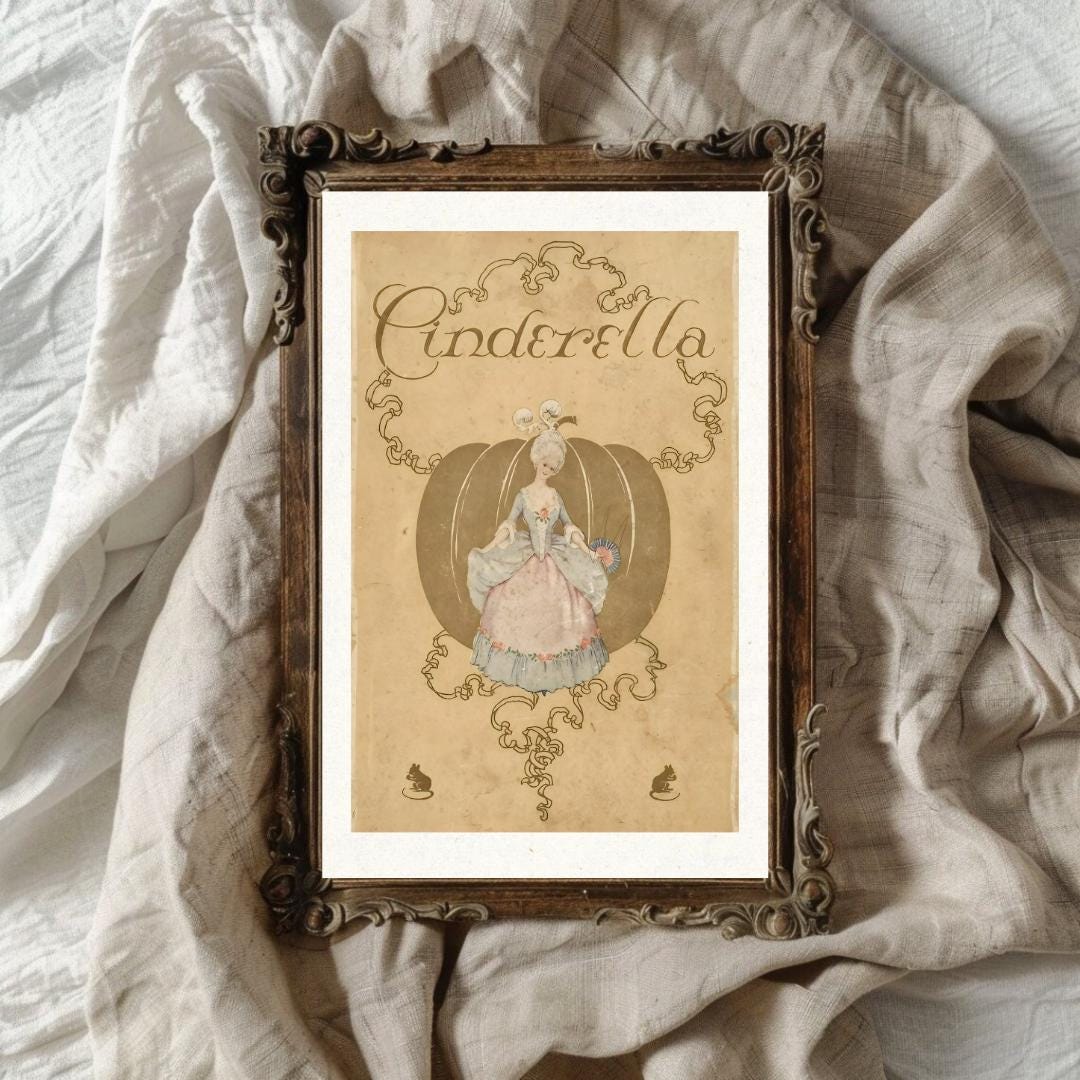 Cinderella Book Cover Art Print, Book Nook Decor, Library Poster Art ...