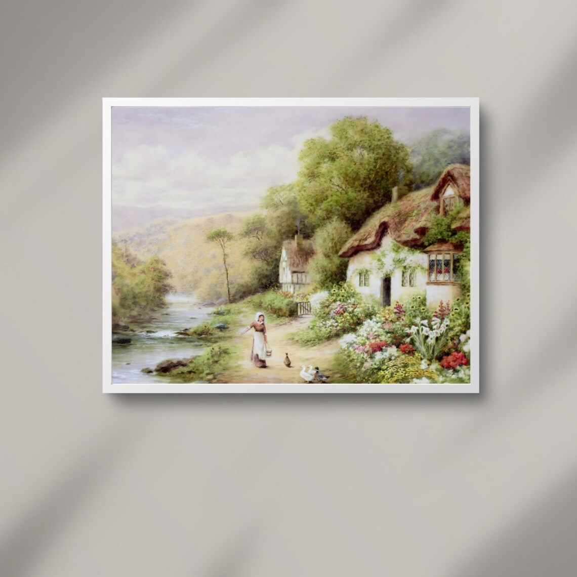 Cottagecore English Garden Oil Painting Art Print, Cottagecore Art ...