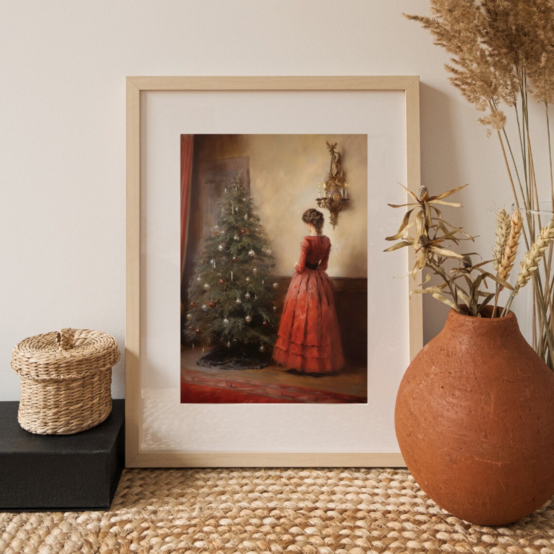 Victorian Christmas Tree Art Print, Holiday Wall Art, Christmas Hosting ...