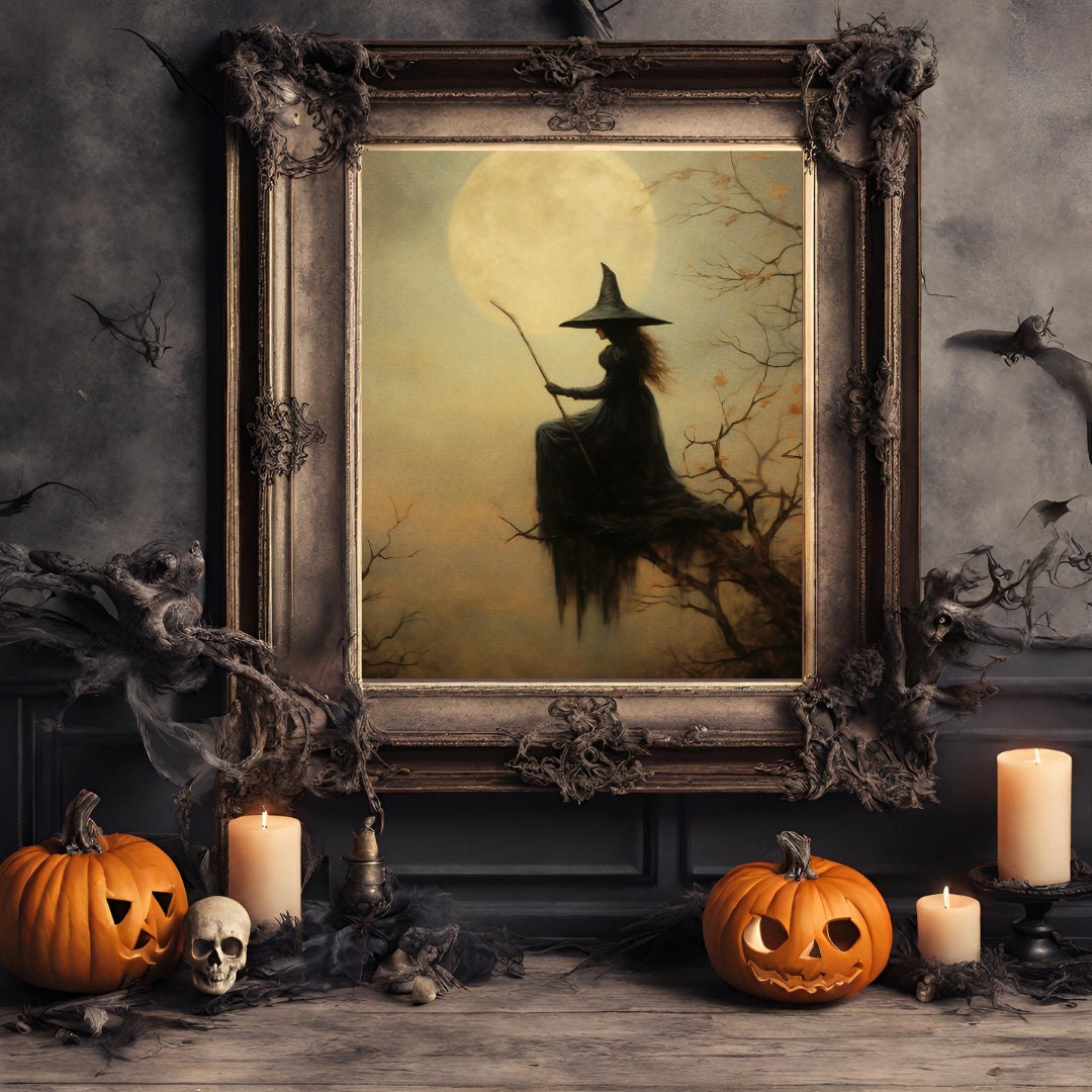 Halloween Witch Art Print Dark Academia Wall Decor Spooky - Etsy