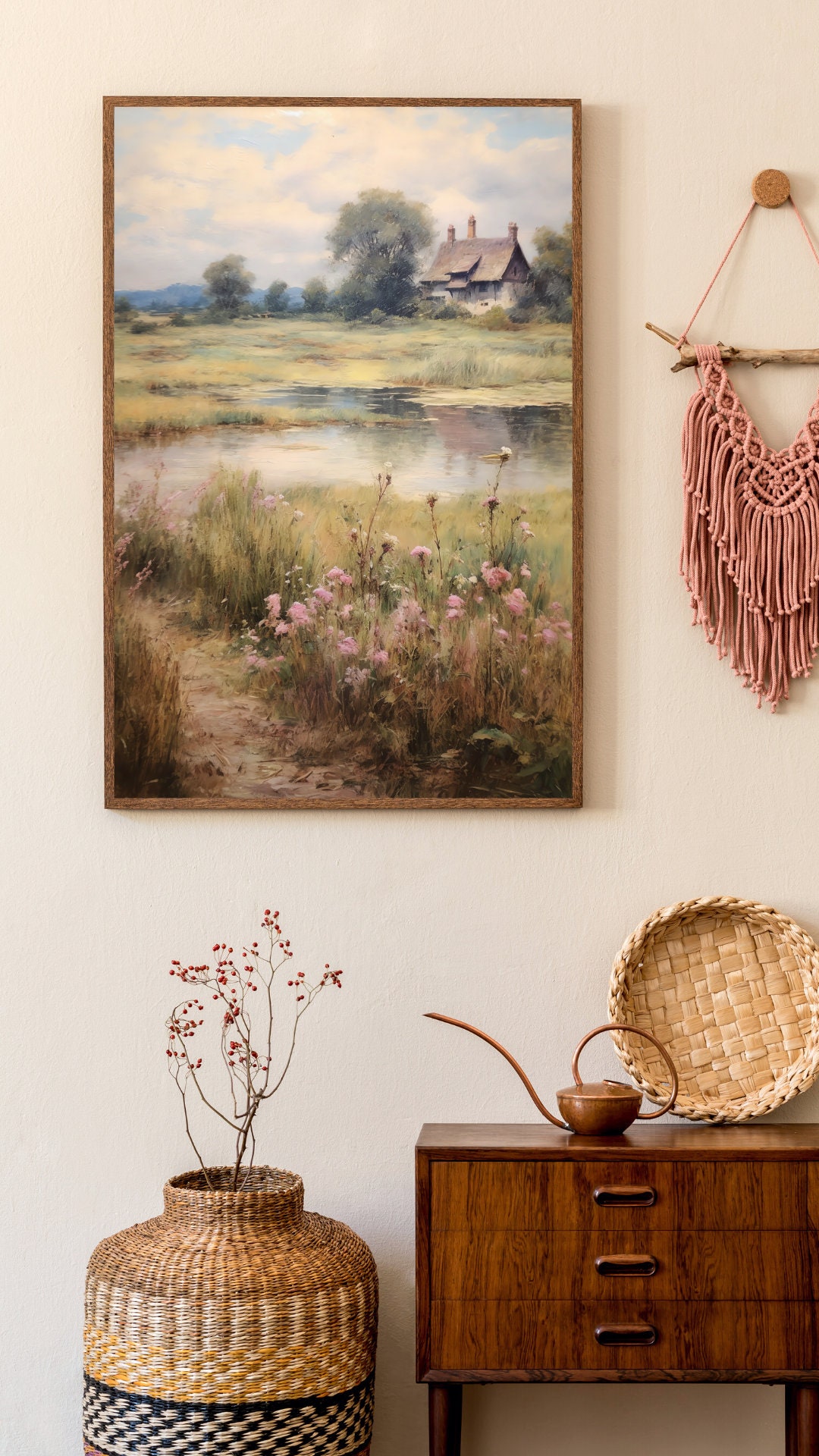 Cottagecore English Landscape Art, Wild Flower Meadow, Vintage Wall ...