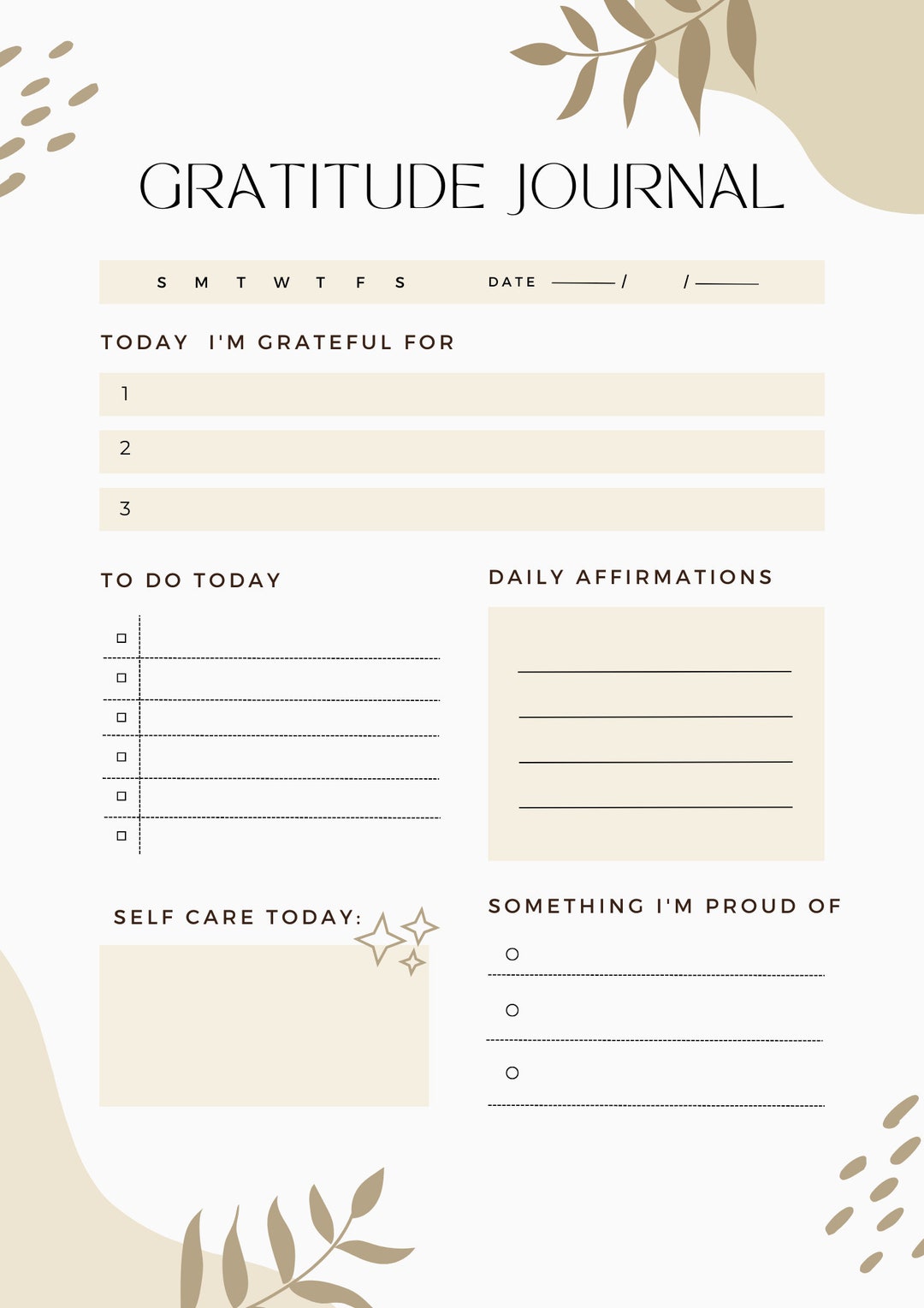 Gratitude/self Care Journal, Minimalist - Etsy