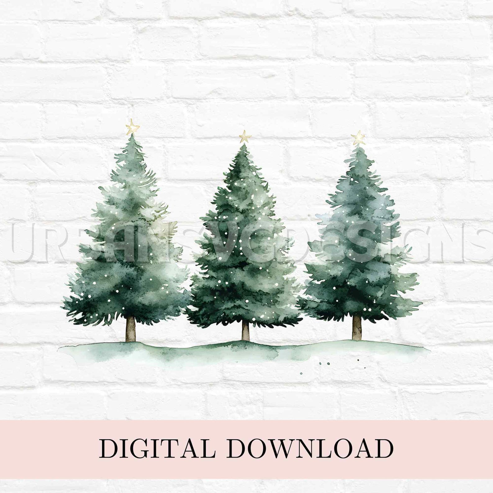 Watercolor Christmas Tree Clipart, Christmas Tree SVG PNG, Christmas ...