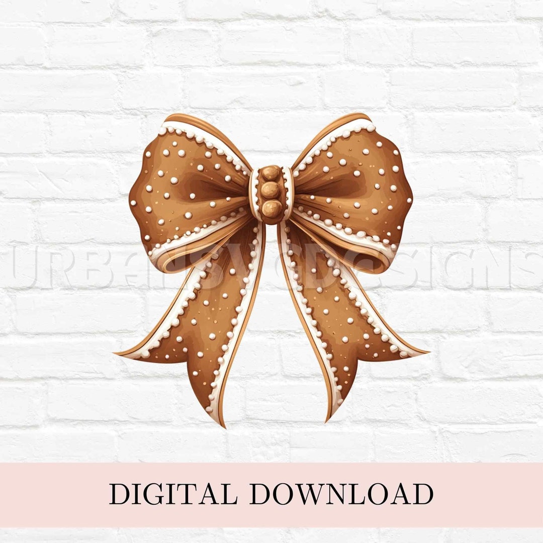 Gingerbread Bow, Christmas Bow SVG, Coquette Bow, Christmas Graphics ...