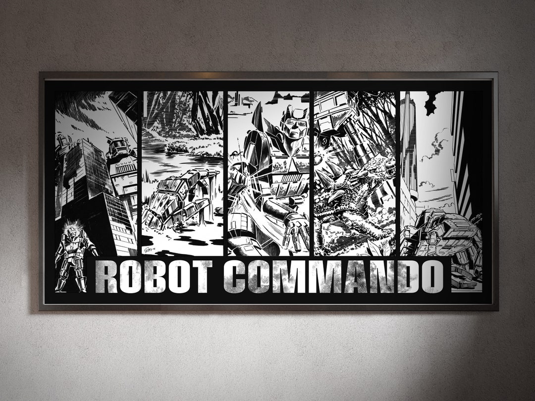 Fighting Fantasy Robot Commando Poster Dark Border | Robots Battle ...