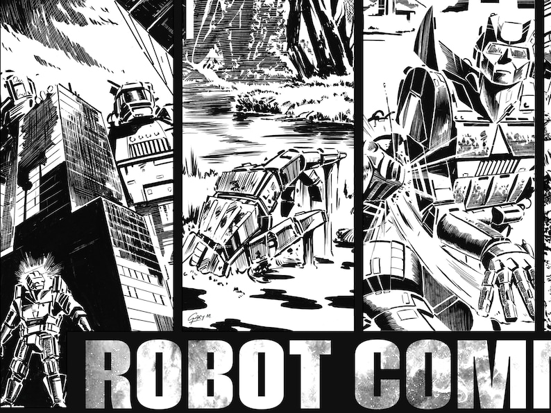 Fighting Fantasy Robot Commando Poster Dark Border Robots Battle ...