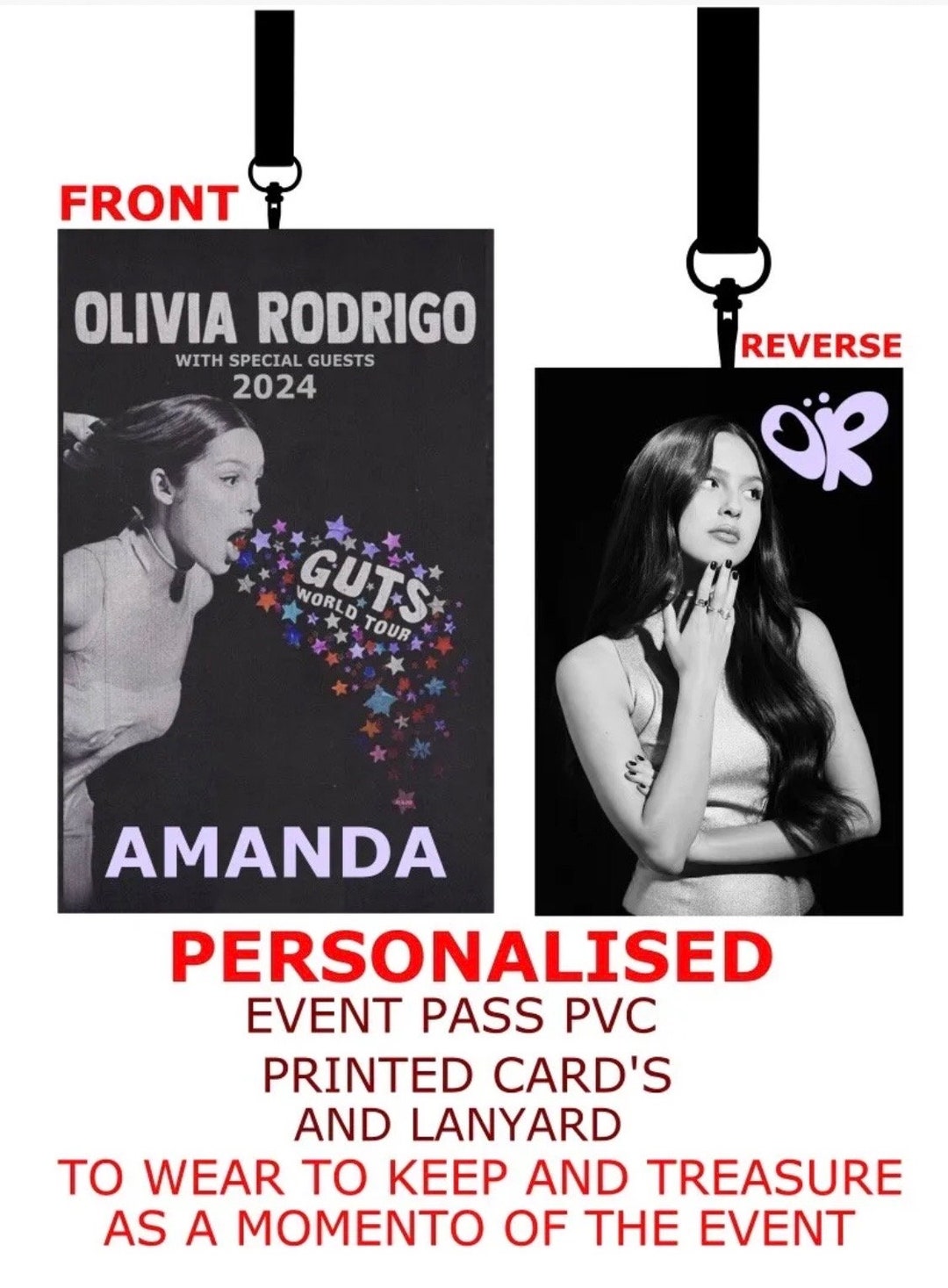 Olivia Rodrigo Guts Vampire Tour PVC Card Lanyard PERSONALISED - Etsy