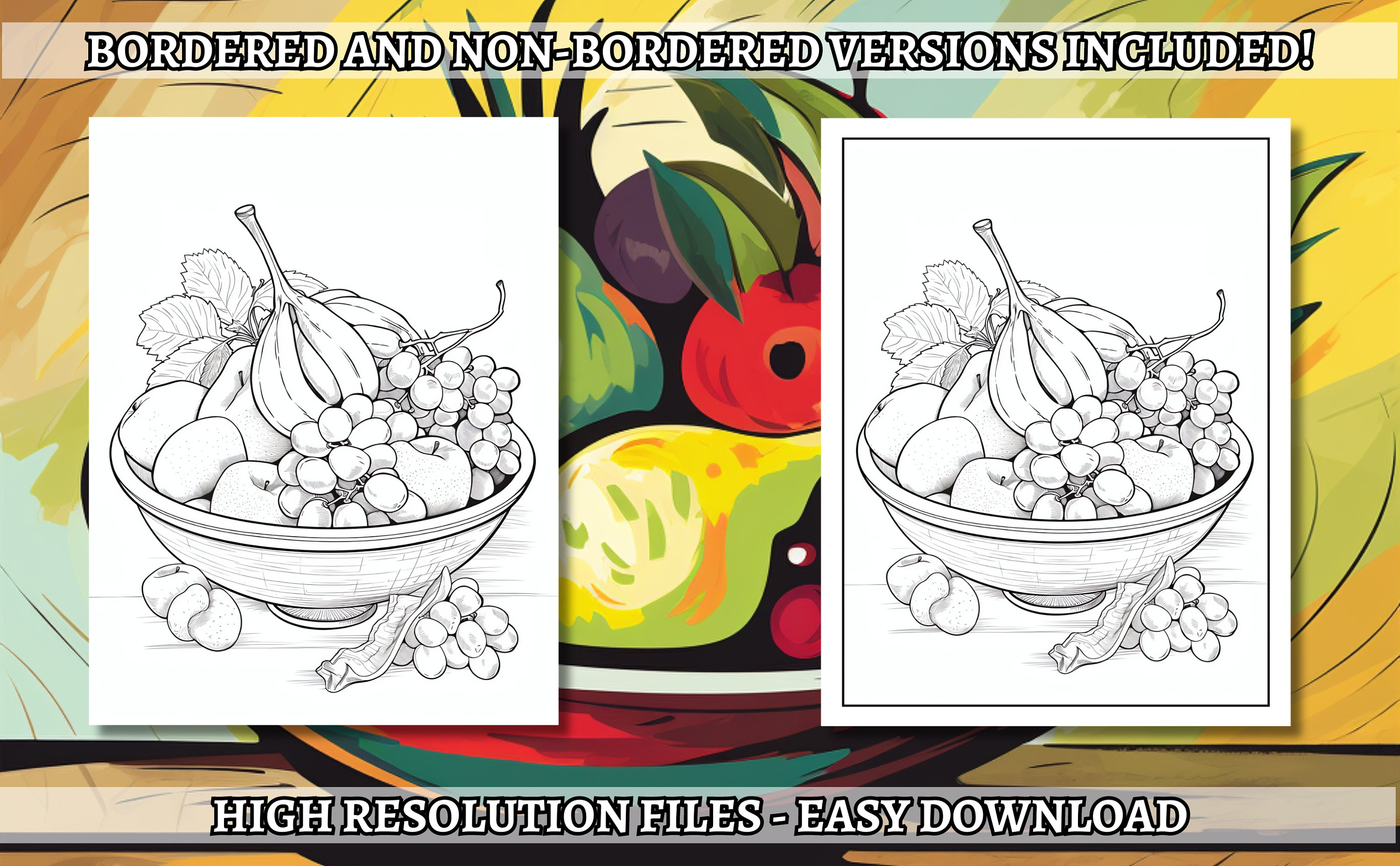 15 Fruit Bowls Coloring Book Coloring Pages Grayscale - Etsy