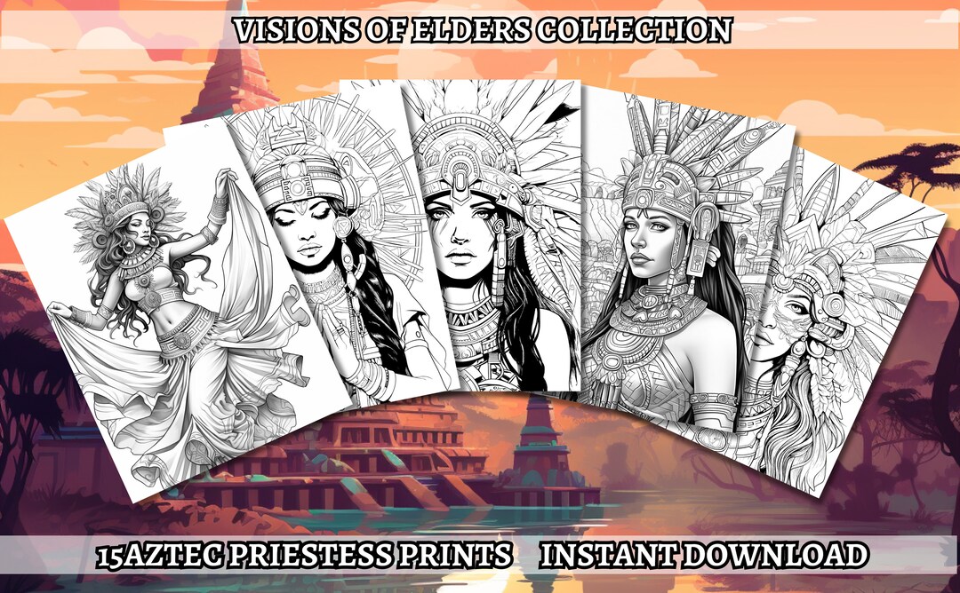 15 Aztec Women Coloring Book - Coloring Pages, Grayscale Coloring ...