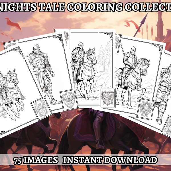 Adult Knights Coloring Pages - Etsy