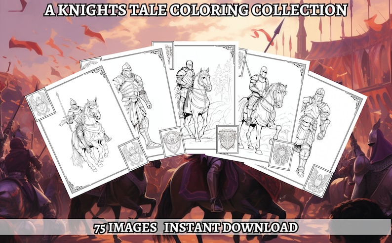 A Knights Tale Coloring Collection - 75 Pdfs to Instant Print - High ...