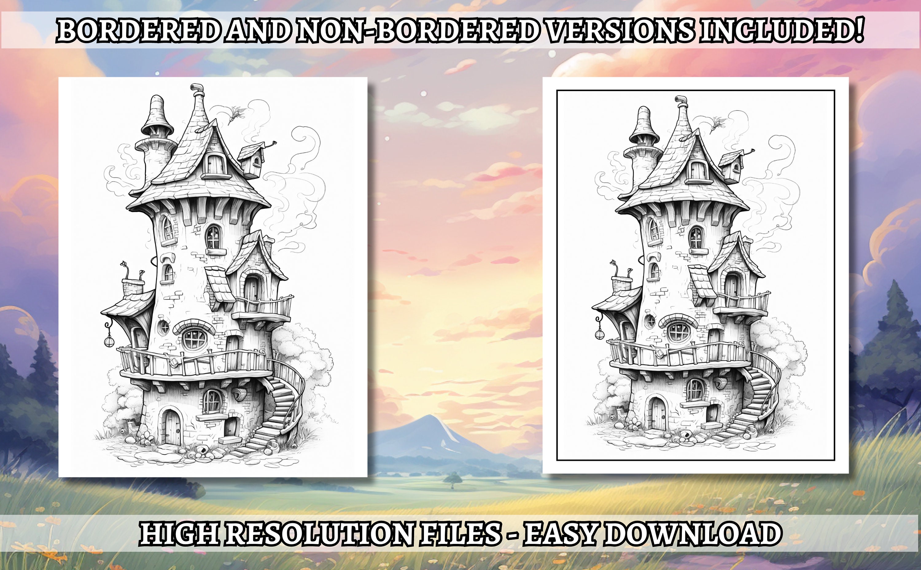 15 Wizard Towers Coloring Book - Coloring Pages, Grayscale Coloring ...