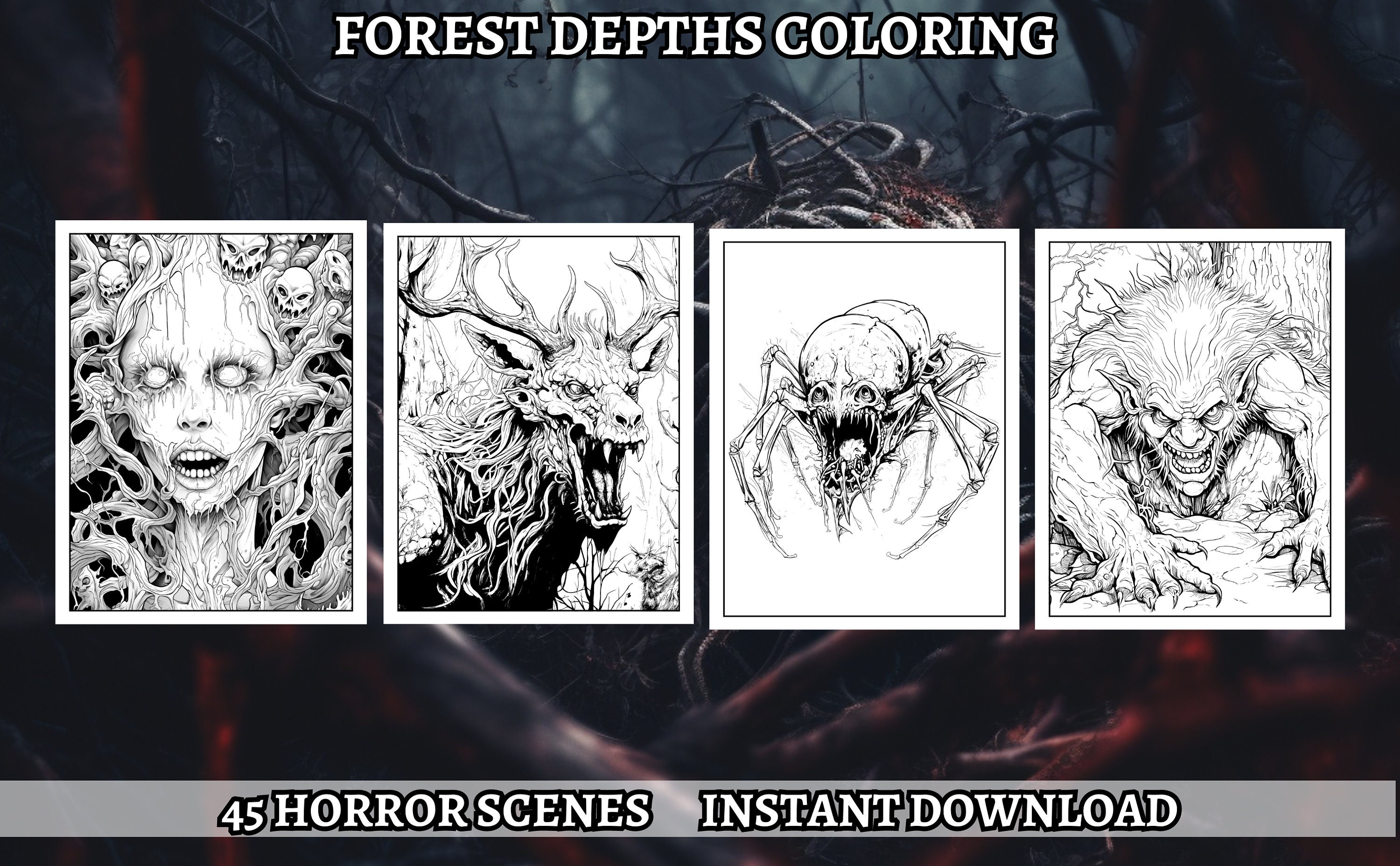 45 Horrifying Forest Creatures Coloring Book Adult Coloring Pages ...