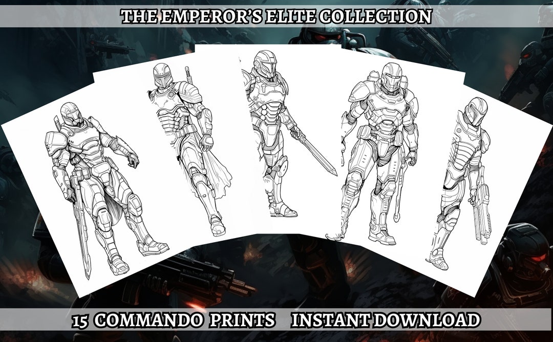 15 Space Commandos Coloring Book - Coloring Pages, Grayscale Coloring, Instant Download, High ...