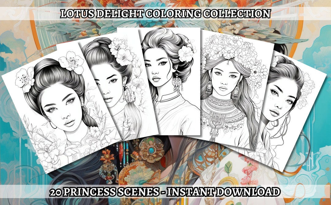 20 Beautiful Eastern Princesses Coloring Book - Coloring Pages ...