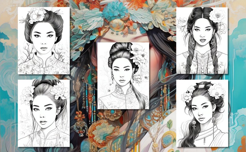 20 Beautiful Eastern Princesses Coloring Book - Coloring Pages ...