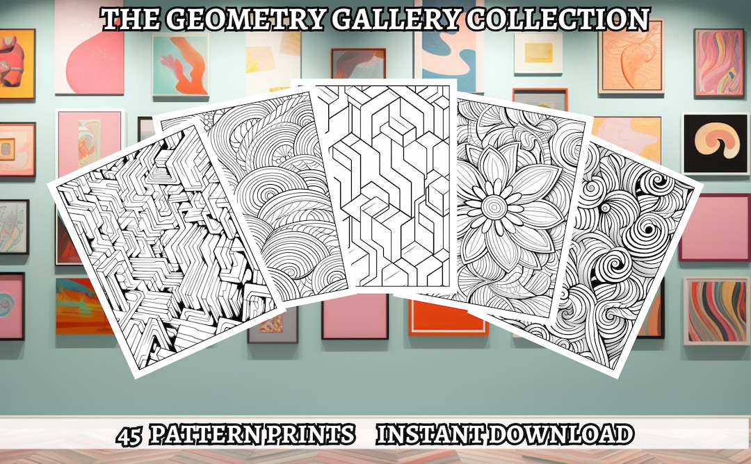 45 Geometric Patterns Coloring Book Coloring Pages - Etsy