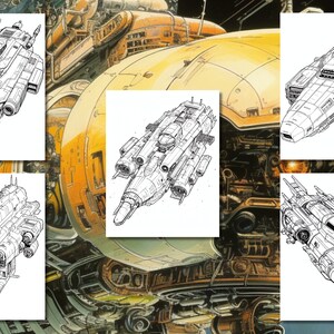 25 Spaceship Destroyers Coloring Book - Coloring Pages, Grayscale ...