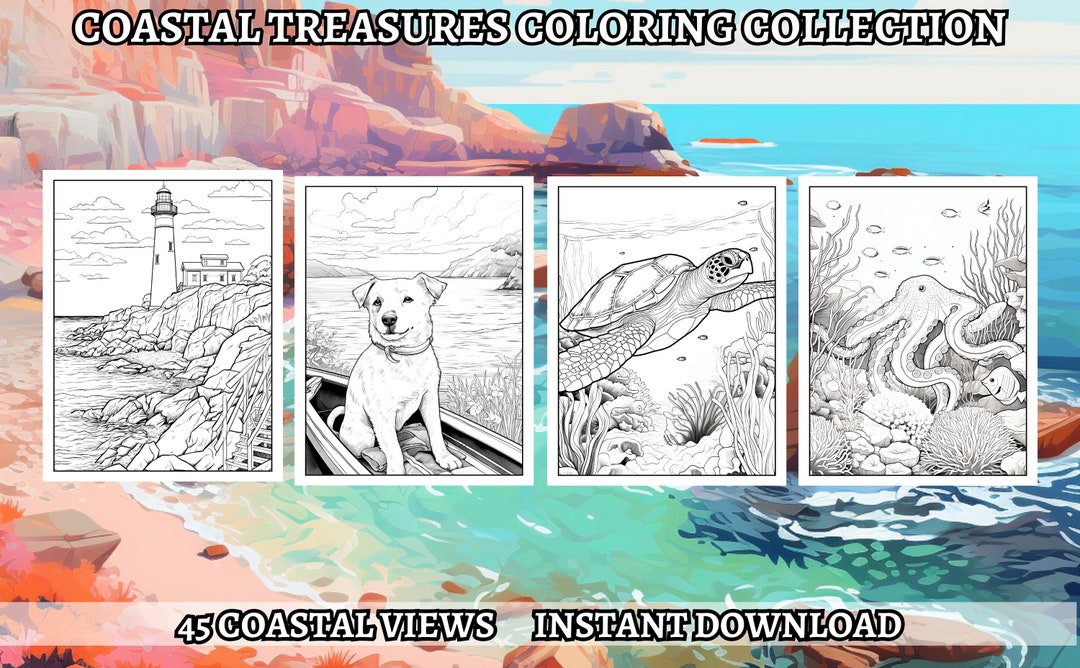 45 Costal Views Coloring Book - Coloring Pages, Grayscale Coloring ...