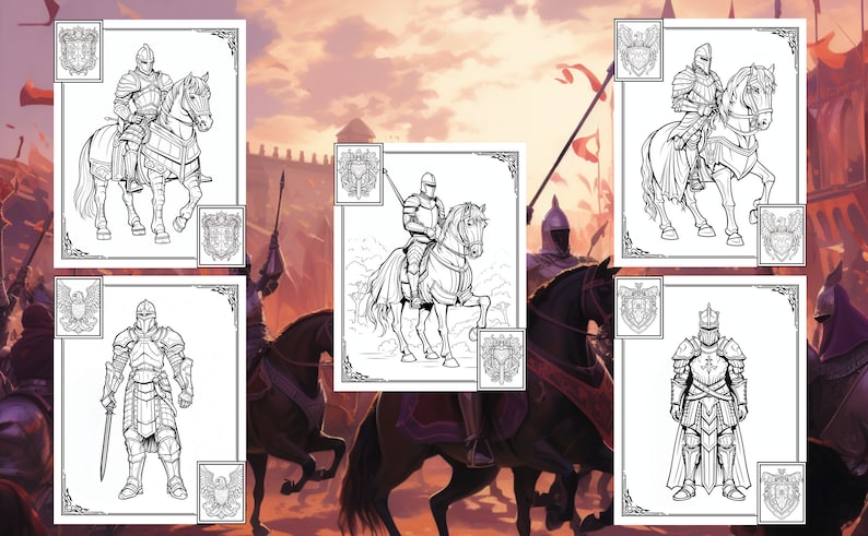 A Knights Tale Coloring Collection - 75 Pdfs to Instant Print - High ...
