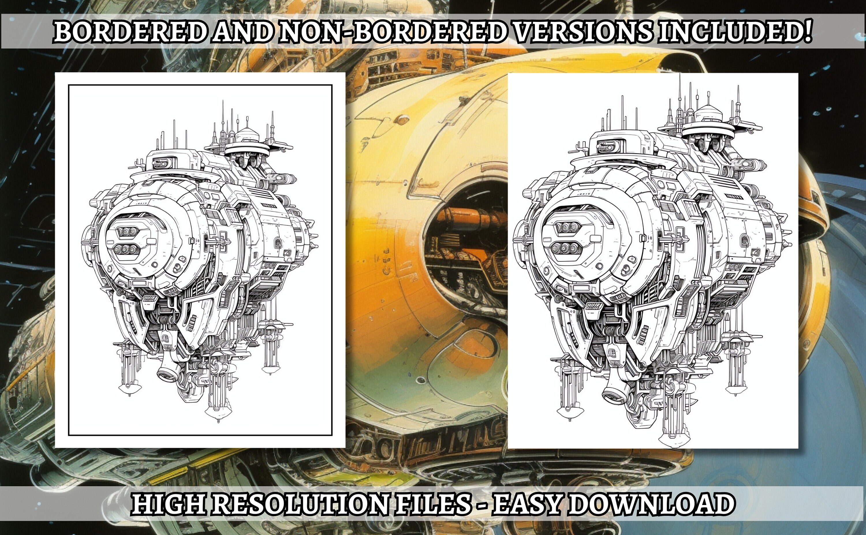 25 Spaceship Destroyers Coloring Book - Coloring Pages, Grayscale ...