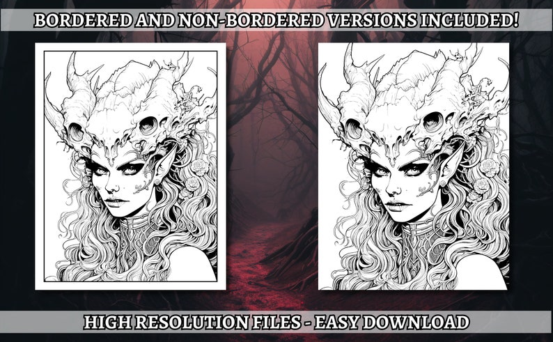 15 Twisted Fairies Coloring Book Adult Coloring Pages, Grayscale ...