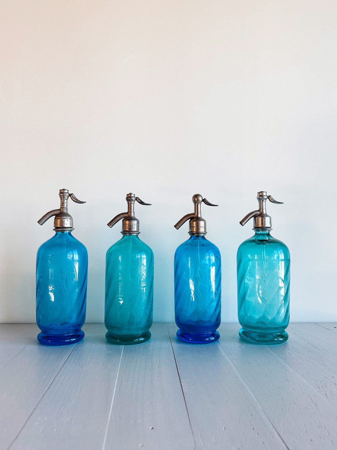Collection of Four Vintage Blue French Soda Syphons - Etsy