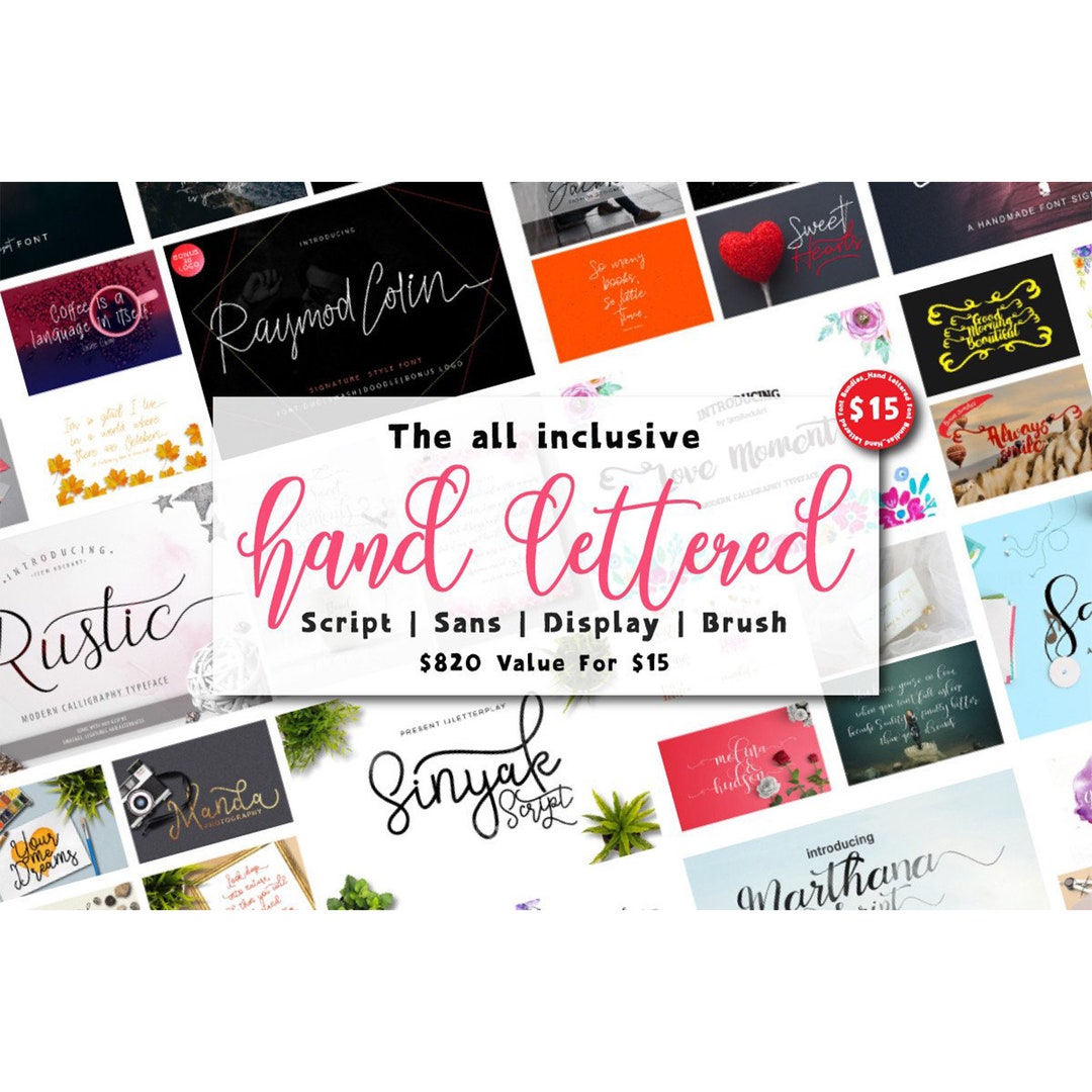 Hand Lettered Font Bundles 50 Font Modern Font Dfx - Etsy