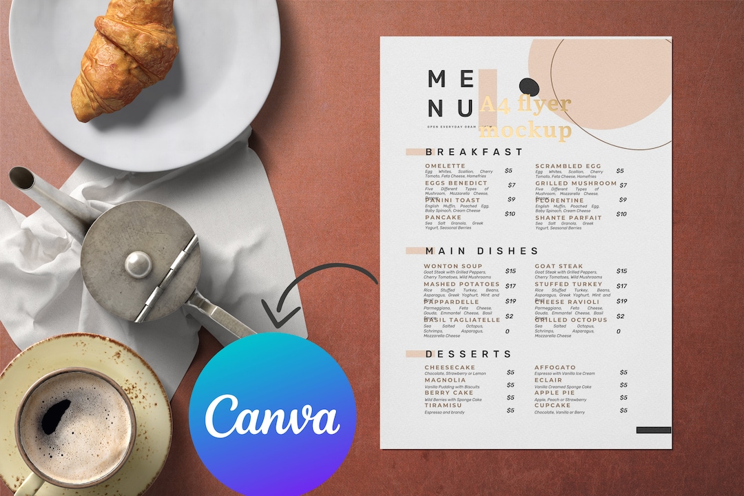 Minimal Cafe Menu %100 Editable Canva Template Menu - Etsy