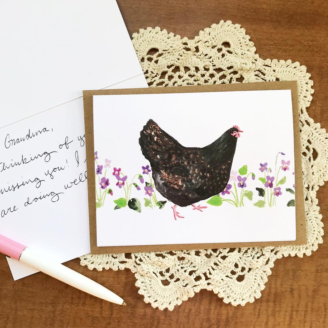 Violet Chicken Greeting Card || Blank Inside - Etsy