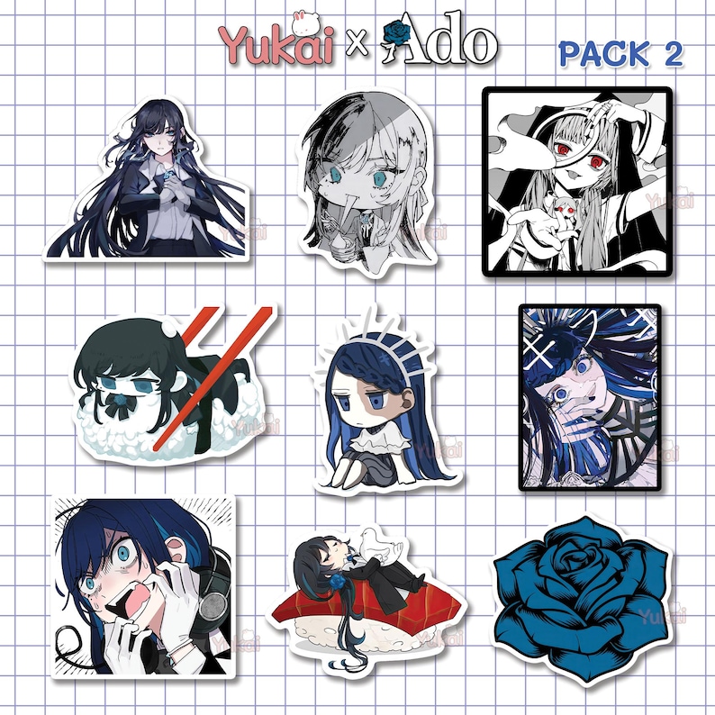 Ado Fan Art Sticker Pack – 18 Cute Japanese Singer Stickers (digital ...