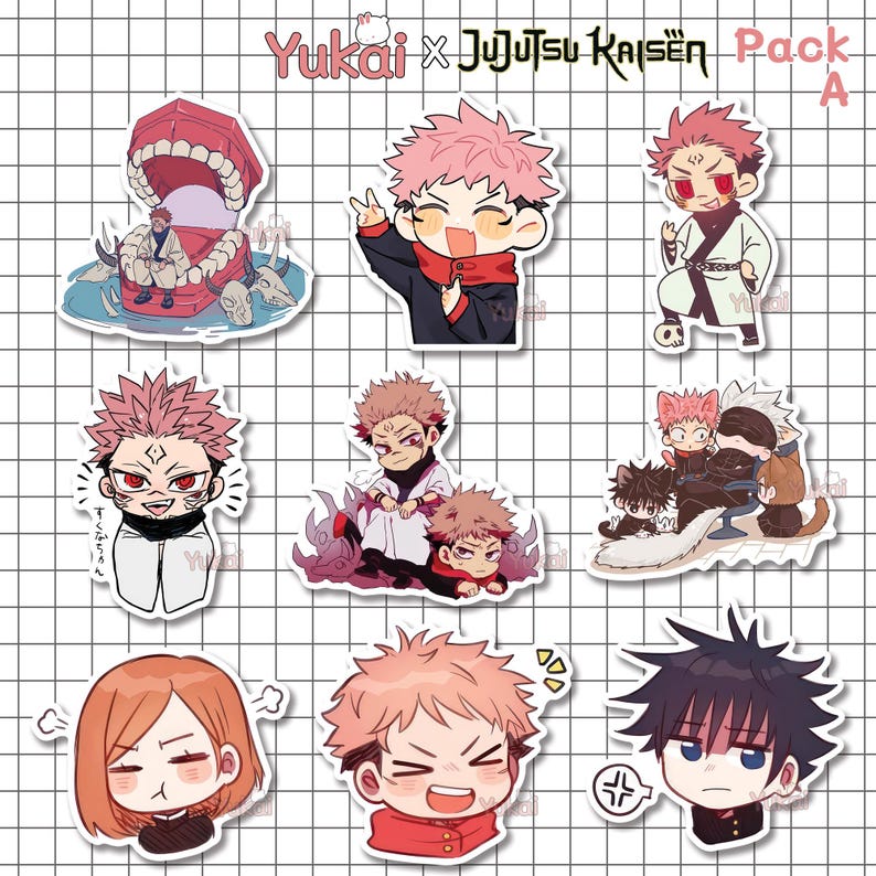 Yuji Itadori Jujutsu Kaisen Sticker Pack – 9 Printable Digital Stickers ...