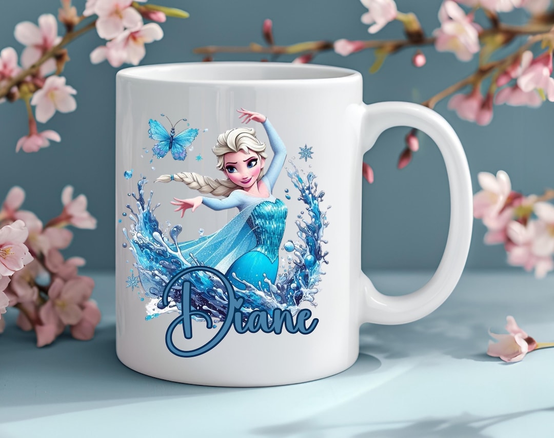 Mug Elsa La Reine Des Neige Personnalisé, Reine Des Neige Prenom Mug ...