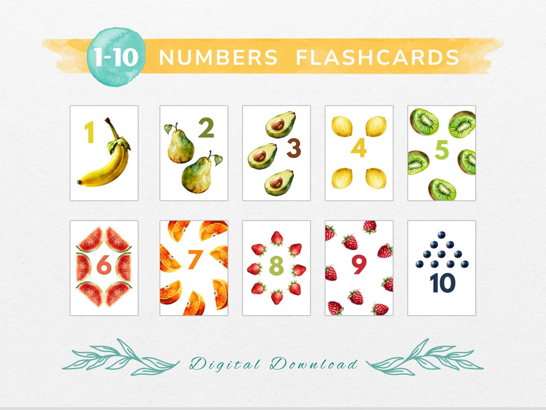 1-10 Numbers Flashcards Montessori Learning DIY Toddler - Etsy