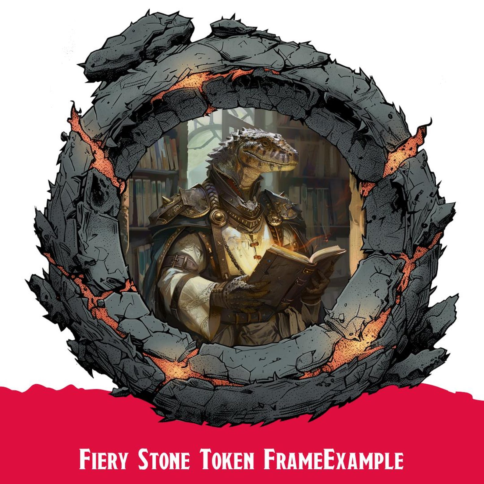 Fiery Stone Token Frame - Digital Border for D&D, Pathfinder (PSD and ...