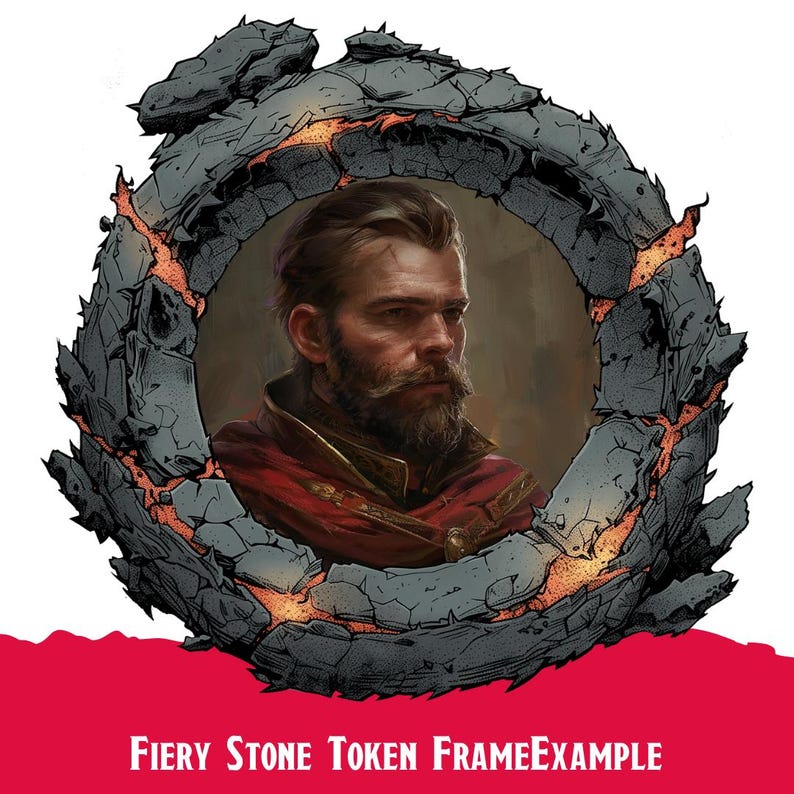 Fiery Stone Token Frame - Digital D&D Border for Dungeons and Dragons ...