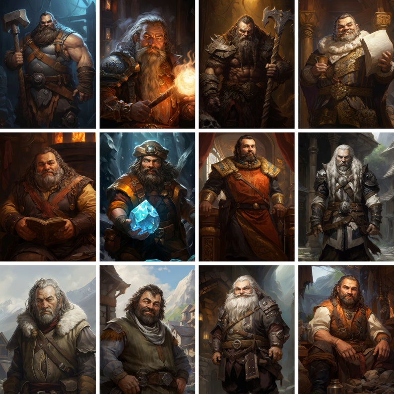 Dnd Dwarf Portraits Mega Pack: 256 High-quality NPC Illustrations for ...
