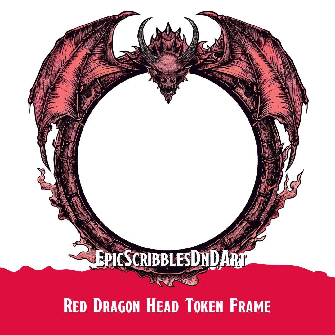 Red Dragon Head Token Frame - Digital D&D Border for Dungeons and ...