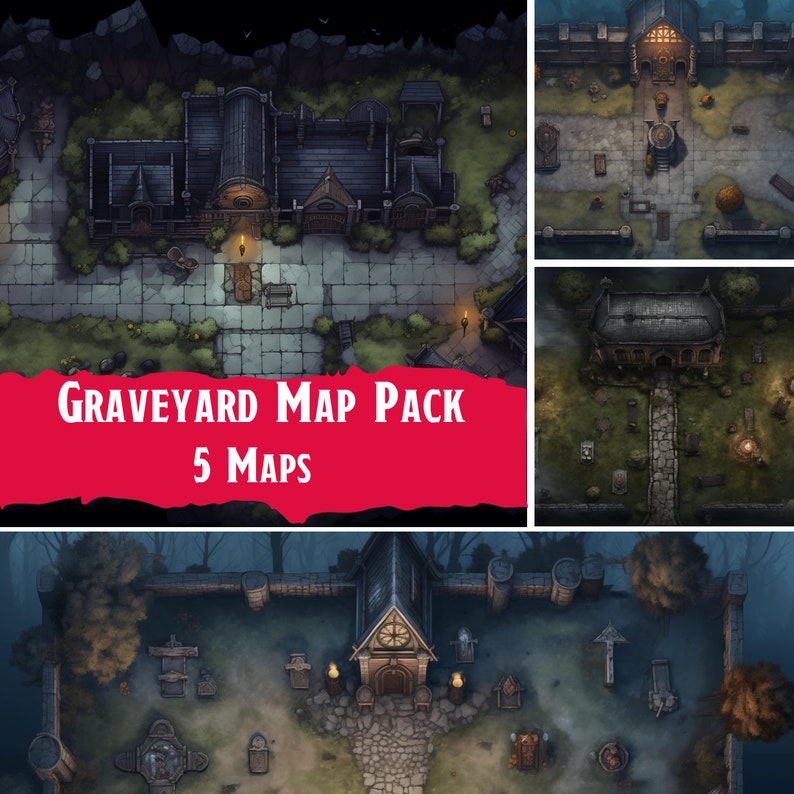 5 Haunting Graveyard Maps Pack for D&D, Pathfinder Digital Terrain for Fantasy Rpgs - Etsy