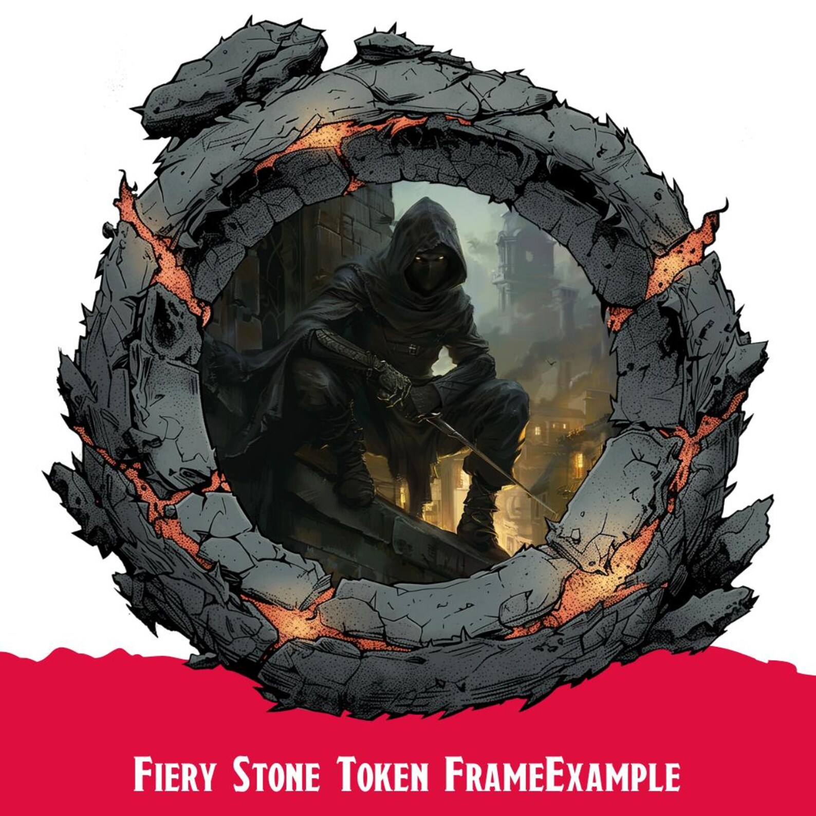 Fiery Stone Token Frame - Digital D&D Border for Dungeons and Dragons ...