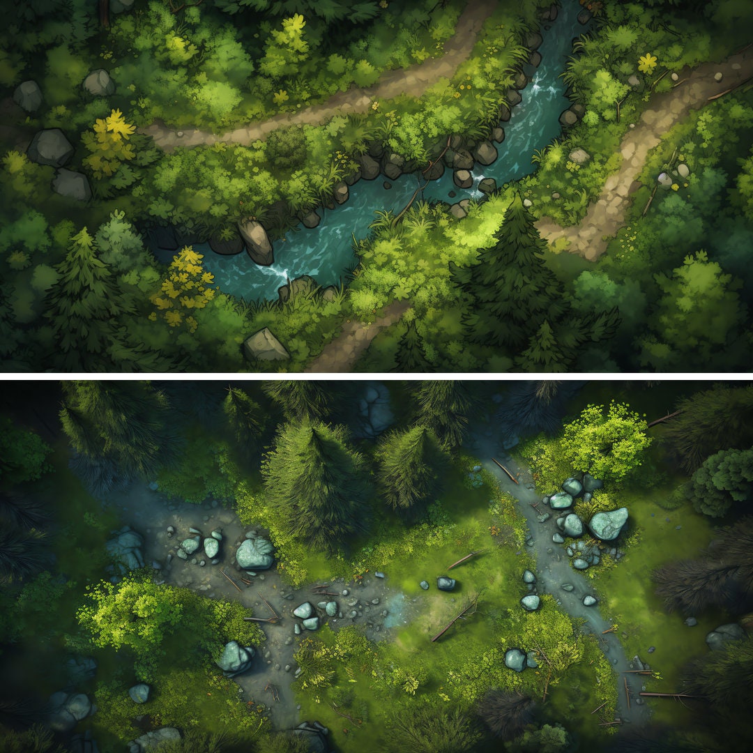 Forest Path Battlemaps Pack: 5 Digital Forest Maps for D&D Adventures ...