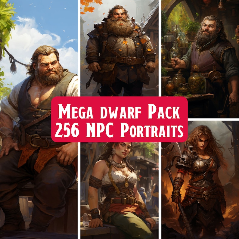 Dnd Dwarf Portraits Mega Pack: 256 High-quality NPC Illustrations for ...