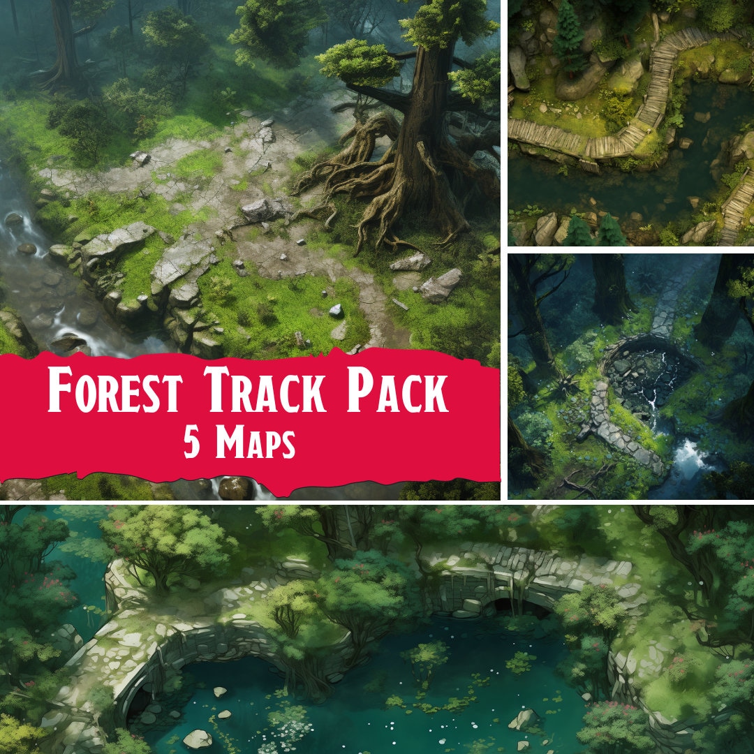 Forest Track Battlemaps Pack: 5 Digital Forest Maps for D&D Adventures ...