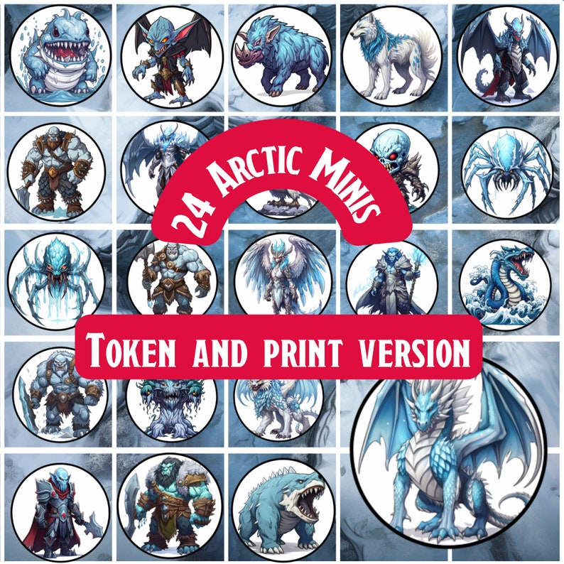 Ice Monster Mini Pack: 24 Arctic-themed Monsters for Tabletop & Roll20 ...